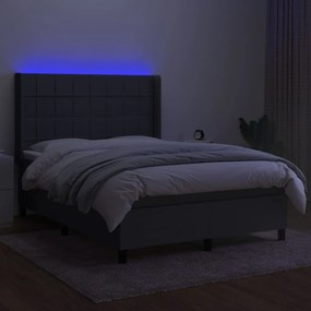 Box spring postel s matrací a LED tmavě šedá 140x190 cm textil 3138310