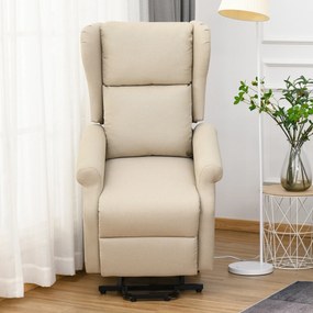 HOMCOM TV křeslo se stojánkem ergonomické elektricky nastavitelné s funkcí polohování 72,5 x 94 x 109 cm krémové barvy pro pohodlné sezení
