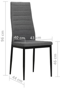 Jídelní židle 4 ks světle šedé textil,  246182