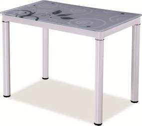 Nábytkáři ORFA DAMAR (DAMARB80=1balík) jídelní stůl 80X60 bílá / nohy bílé,tvrzené sklo s ornamentem (S) (K150-E)