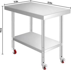 Gastronomický pracovní stůl z nerezové oceli 12 × 61 cm
