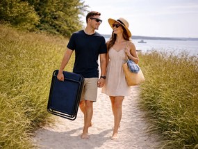 Verk Group Skládací turistická židle s opěrkou – plážová, zahradní, kempovací, lehká