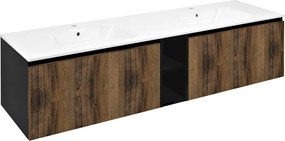 Sapho Sapho, LOREA skříňka 180x46x51, 5cm (80+20+80cm), dub collingwood/černá matná, LE080-1935-07