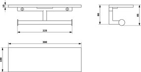 Sapho, SKA dvojitý držák toaletního papíru s poličkou 30x8x10cm, černá matná/dub, SKA425