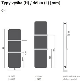 Isan Ori 1790 x 490 mm koupelnový radiátor bílý