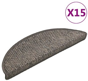 Samolepicí nášlapy na schody sisal 15 ks 56x17x3 cm šedo-béžové 326860