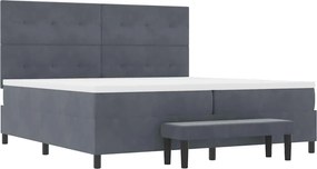 Postel s boxspringem s čelo Tmavě šedá 200 x 200 cm samet 3344535
