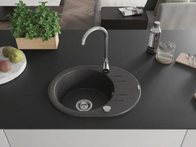 Mexen Kevin, granitový dřez 586x458x190 mm, 1-komorový, černá skvrnitá, 6517581005-76