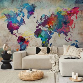 Fototapeta Vícenásobné cestování - mapa světa v uměleckém motivu akvarelu