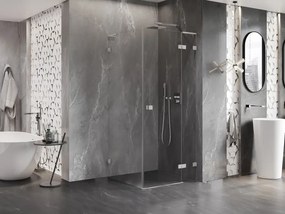 Mexen Lunar, L výklopný sprchový kout pravý 100 x 100 cm, 8mm čiré sklo, ocelový profil, 834L-100-100-97-00-P