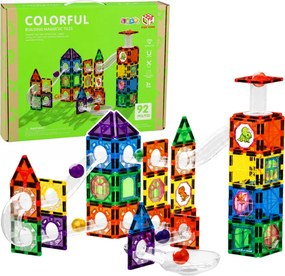 LEAN Toys Magnetické stavební kostky – dráha pro kuličky STEM s motivem dinosaurů, 92 dílů