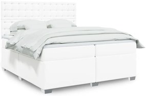 Box spring postel s matrací bílá 200x200 cm umělá kůže 3290737