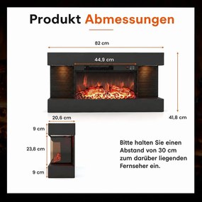 Costway Třístranný elektrický krb 81 cm s LED, černý