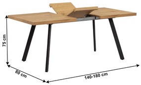 Jídelní stůl Nelen (pro 6-8 osob) (dub + kov). 1034323