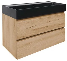 Koupelnová skříňka 2 zásuvková s umyvadlem SAT B-Way 99x50x45 cm dub mat BWAY2100OAKU2BB