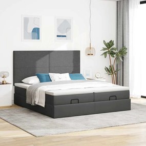 Osmanský rám postele s matrací tmavě šedá 180x200cm textil 3313672