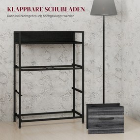 HOMCOM komoda, sideboard, 4 látkové zásuvky, průmyslový design, 60x29x85 cm, černá