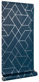 OnaDnes -20% Tmavě modrá tapeta na zeď Kave Home Gea 10 x 0,5 m