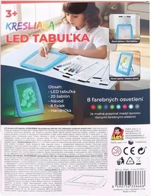 MADE Kreslicí tabulka LED s podsvícením / 20 karet / 6 fixů + houbička
