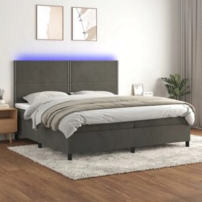 Fionshop 264252100 Box spring postel s matrací a Led tmavě šedá 200x200 c