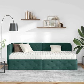 Rohový rám postele Tmavě zelená 80 x 200 cm textil 3394033