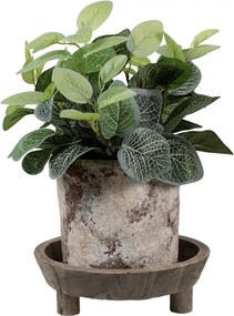 Hnědá antik dřevěná dekorační miska / podnos S - Ø 22*7 cm
