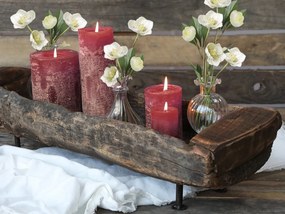 Červená široká svíčka Macon Rustic red - Ø 7*20cm/ 80h