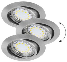 Rabalux LED zápustné bodové svítidlo Lite 3x3W | 240lm | 3000K - set 3 ks, saténový chrom, 1166