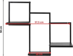 Nástěnná police sada 3 ks SPRINGOS HF0055 černá