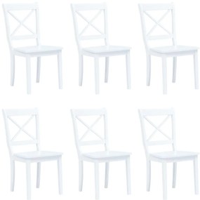 Jídelní židle 6 ks bílé masivní kaučukovník,  277543