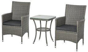 Outsunny Zahradní ratanový nábytek Outsunny, s bočním stolkem, bistro set, 3-dílná sada balkónového nábytku, zahradní ratanová souprava, sedací soupr…