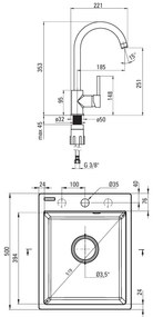 Deante Granite sink with tap, 1-bowl