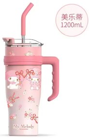Dětský termohrnek - Hello Kitty, Kuromi, Cinnamoroll, Melody, nerezová ocel s brčkem (1200 ml) Barva: růžová (Melody)