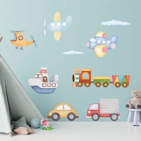 PIPPER. Textilní samolepka na zeď "Dopravní prostředky"
