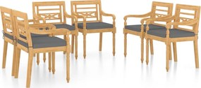vidaXL Židle Batavia 6 ks bělené masivní teakové dřevo [3087058] Barva: světle hnědá