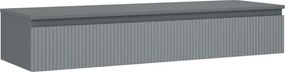 Mexen Rivel, koupelnová skříňka pod umyvadlo 140 cm s horní deskou, 1 zásuvka, drážkovaná, grafit matná - 91A20-14023-1-BFC66