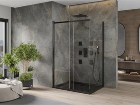 Mexen Omega posuvná sprchová kabina 120 x 90 cm, transparentní, černá + vanička Flat, černá - 825-120-090-70-00-4070B