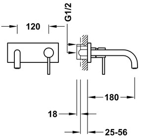 TRES Study Exclusive Jednopáková nástěnná baterie, ramínko 18 cm, černý bronz 26230011KMB