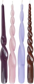 TWISTED Sada svíček 4 ks 29 cm - sv. fialová