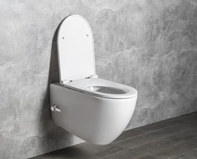 Isvea Infinity závěsná WC mísa 36,5 x 53 cm Rimless integrovaný ventil a bidet. sprška bílá 10NFS1001I