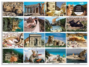 Galison Puzzle Kočky na prázdninách 1500 dílků