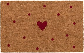 Hnědá kokosová rohožka se srdíčky Heart - 75*45*1 cm