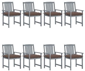 Zahradní židle s poduškami 8 ks masivní akáciové dřevo šedé,  3078257