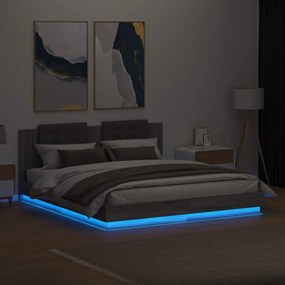 Rám postele s čelem a LED osvětlením šedý sonoma 160x200 cm 3210001