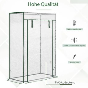 Outsunny Skleník s PE Mřížkovou Fólií, Dveře, Zimní Fóliový Skleník z Oceli, Skleník na Balkon, Zahradu, Dům pro Rajčata 100 x 50 x 150 cm, Rajčatový…