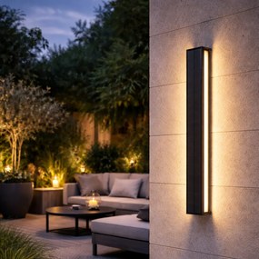 Venkovní nástěnné svítidlo černé 60 cm vč. LED 4-stupňový stmívač se solárním panelem - Serena