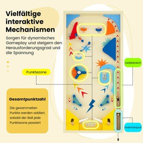 Costway Dřevěný hrací automat s otočnou tyčí 3 Dovednostní hra s míčky pro děti