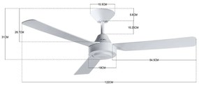 Stropní ventilátor Beacon Bayside Calypso bílý Ø 122 cm tichý