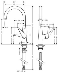 Hansgrohe Talis M51 Dřezová otočná baterie, EcoSmart, chrom 72816000