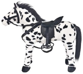 vidaXL Stojící plyšová hračka kůň černý a bílý XXL